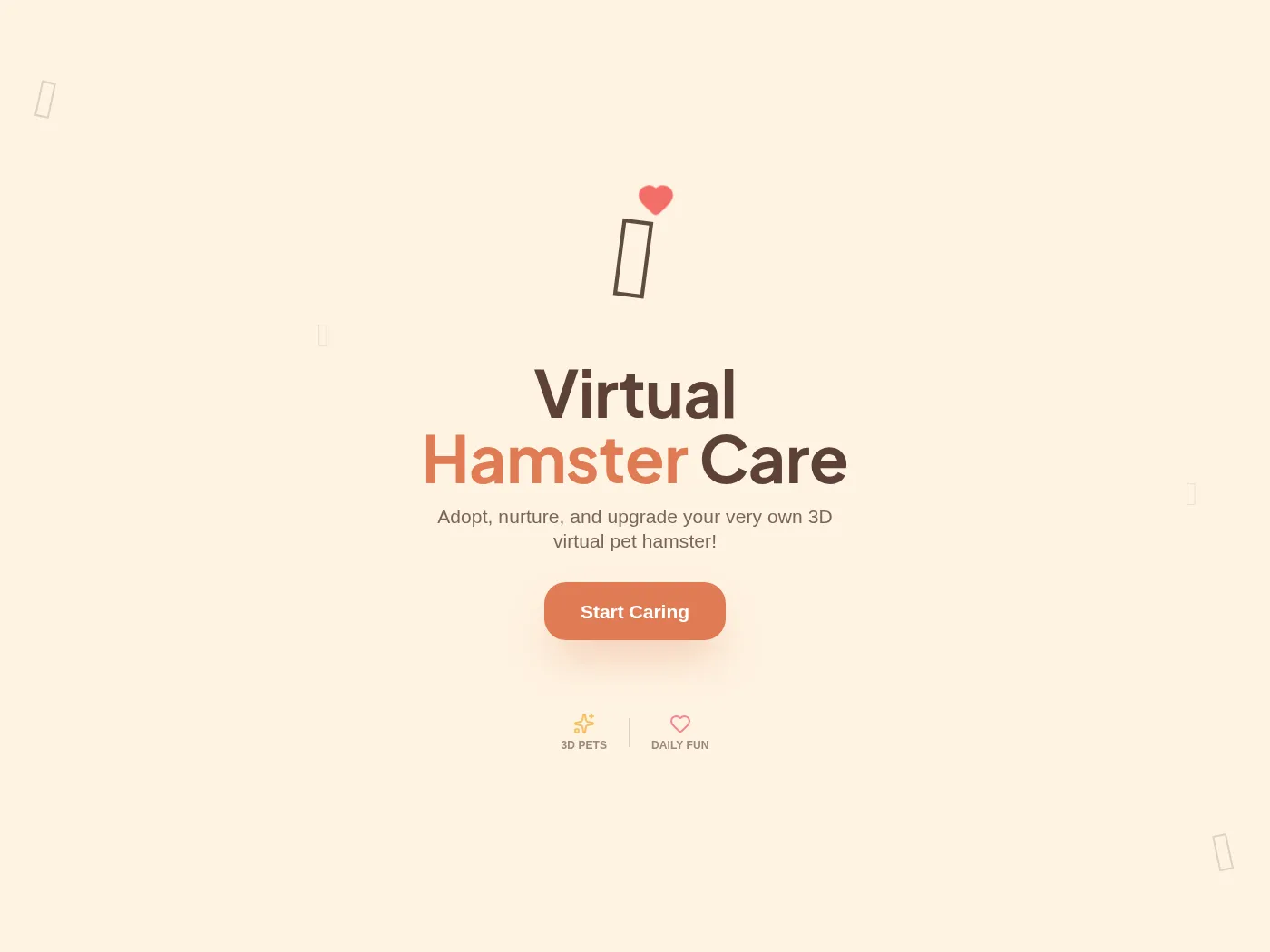 Virtual 3D Hamster Care