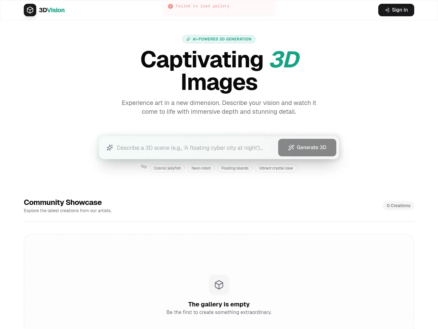 3D Image Showcase