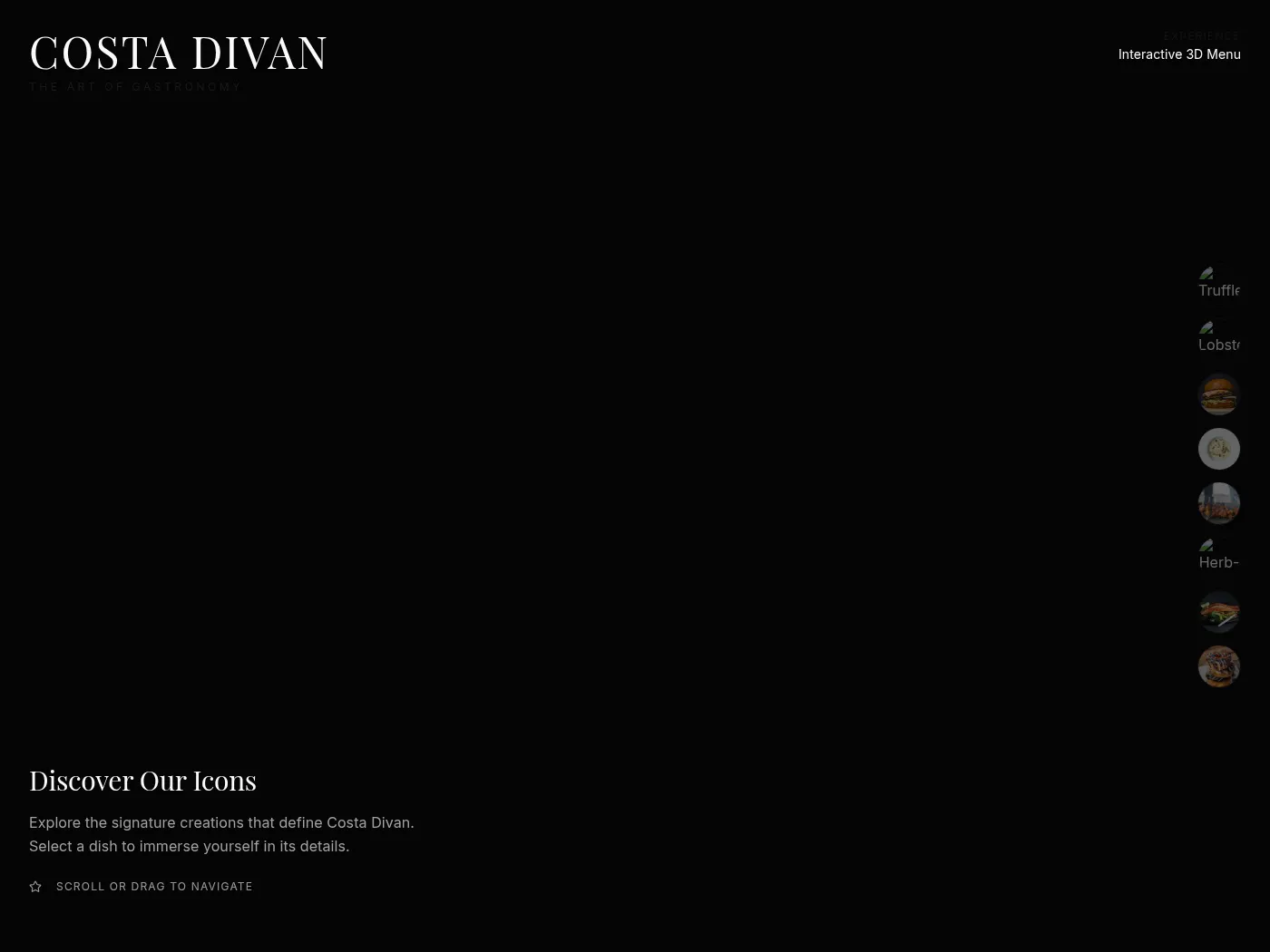 Costa Divan 3D Menu