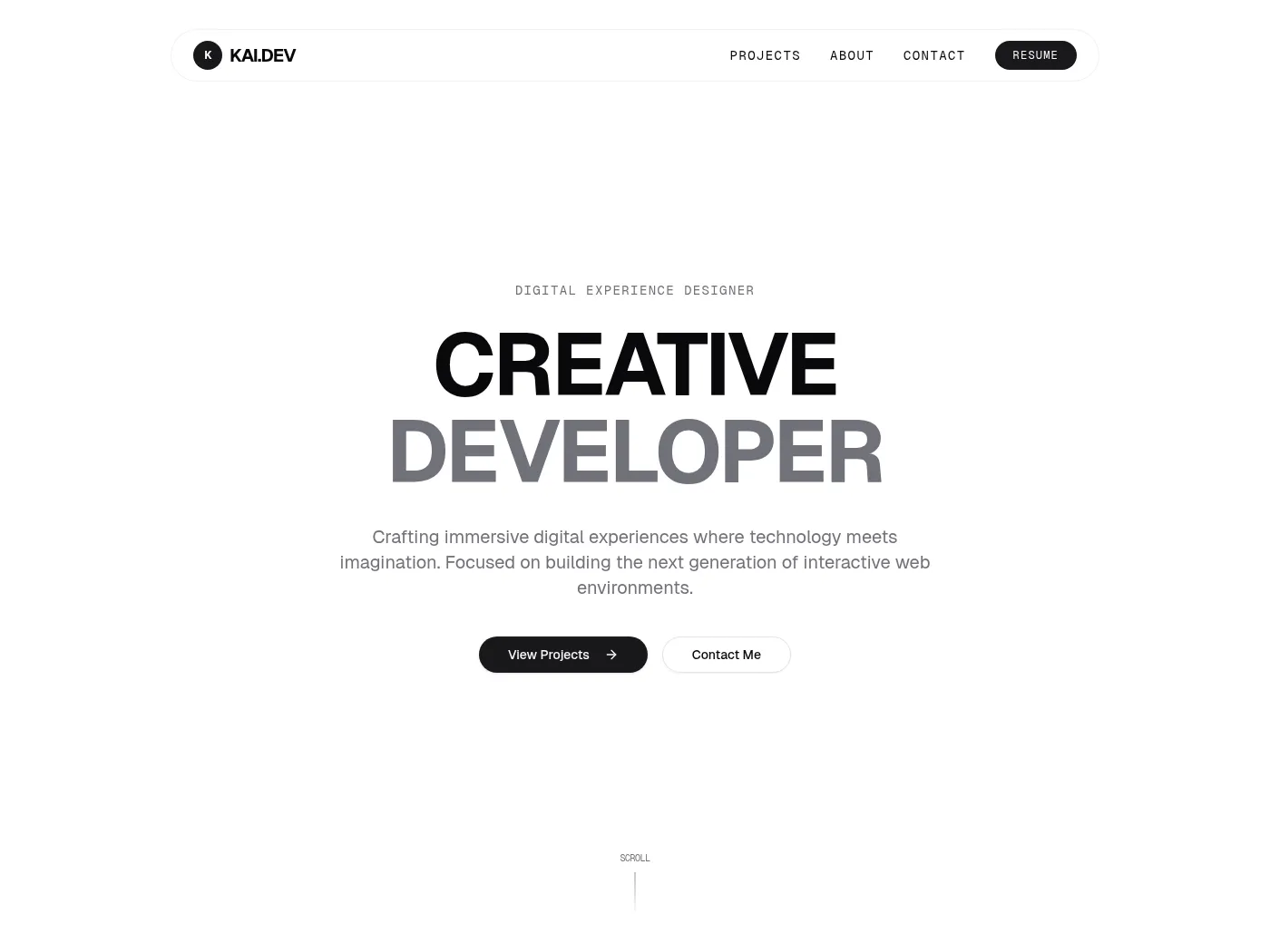 3D Portfolio Landing