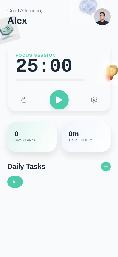Claymorph Study Dashboard