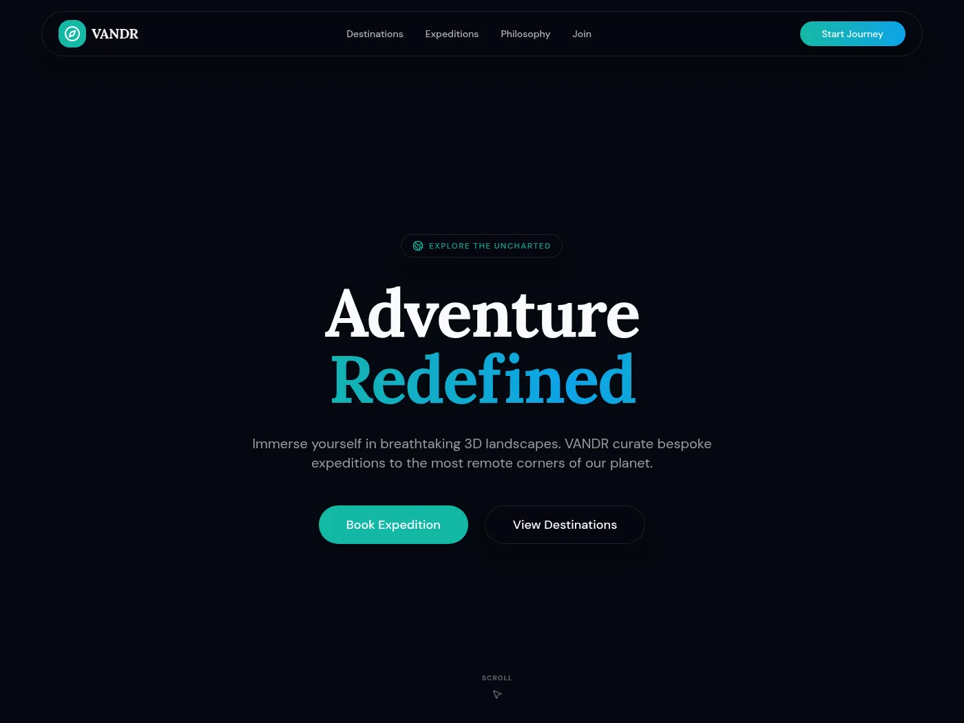 Minimalist 3D Travel Site