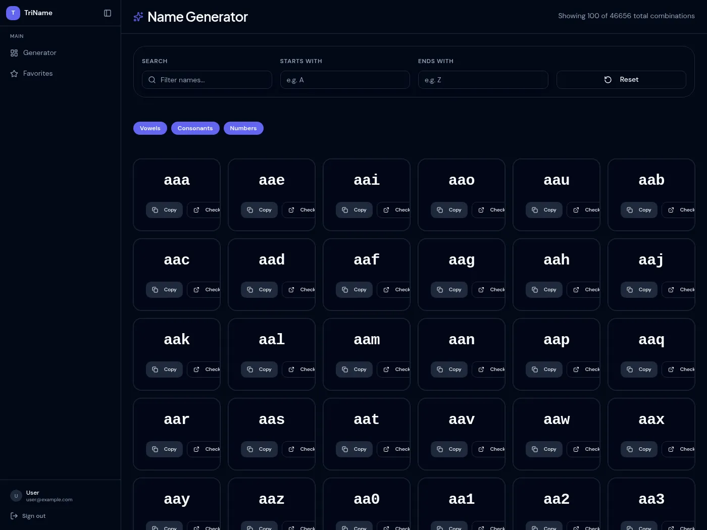 TriName Generator