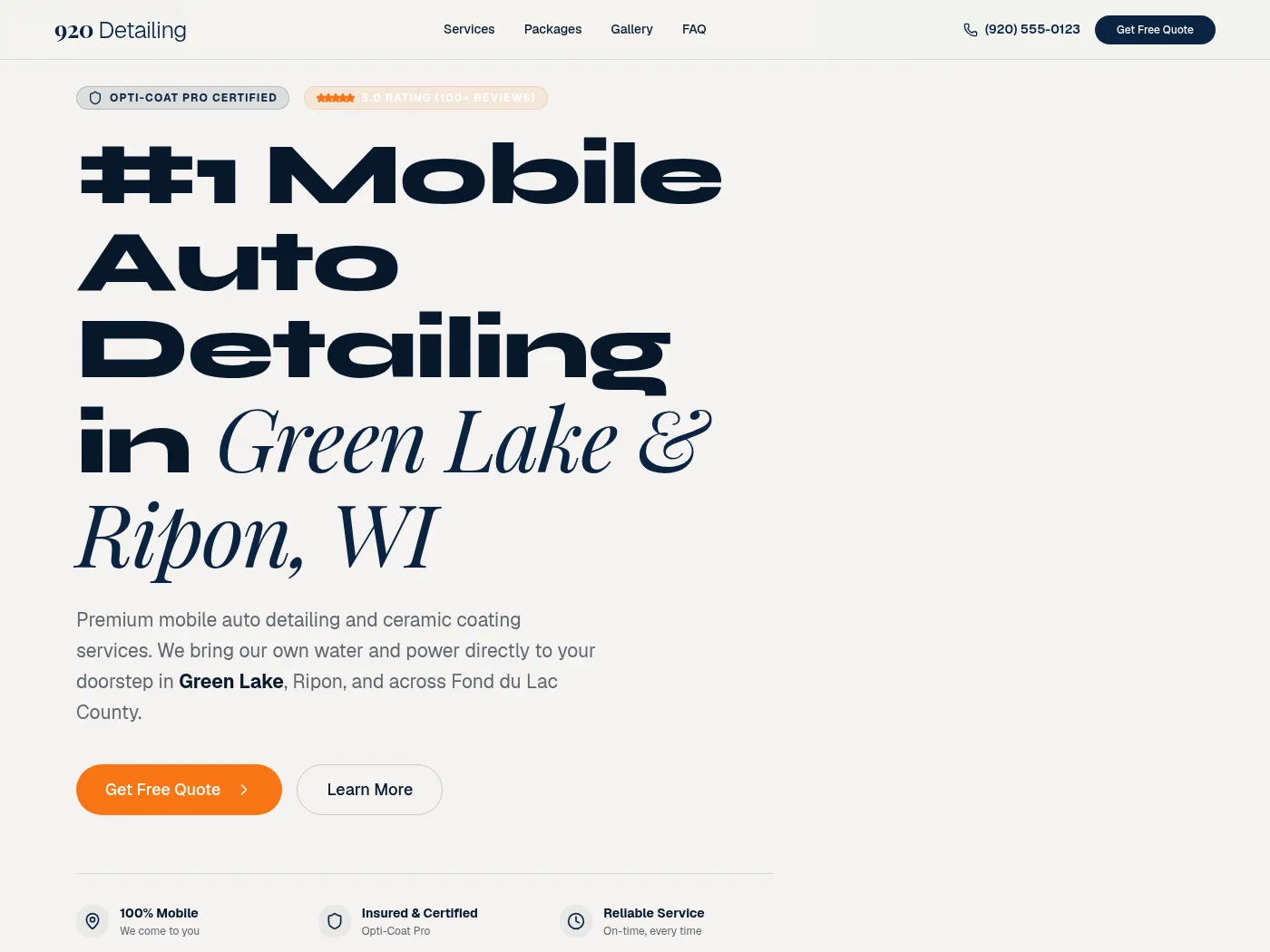 920 Detailing Landing Page