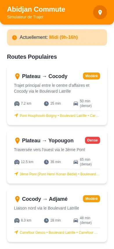 Abidjan Commute Simulator