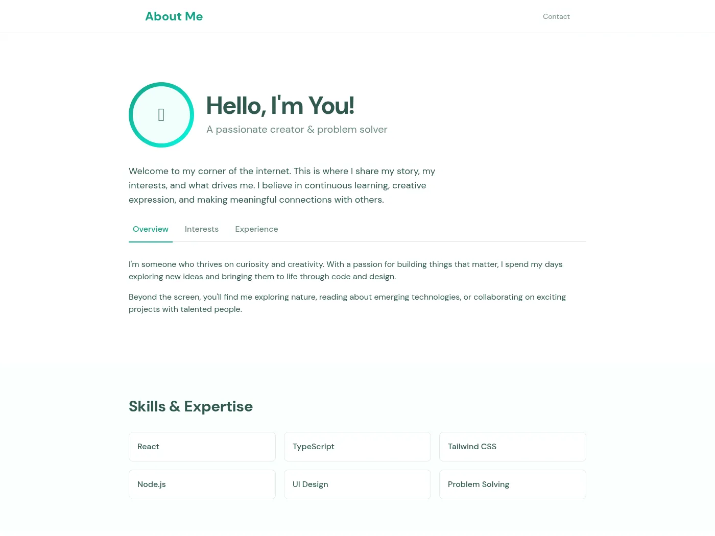 About Me Page