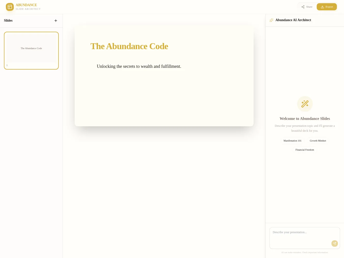 Abundance Code Slides