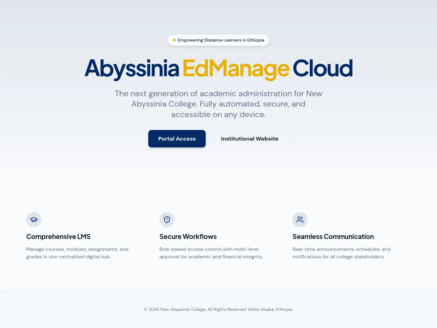 Abyssinia EdManage Cloud