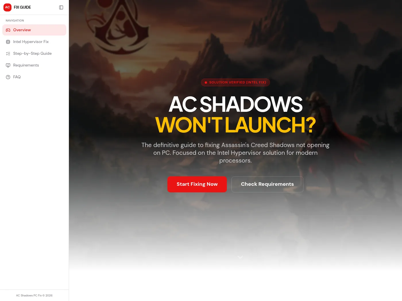 AC Shadows PC Fix Guide