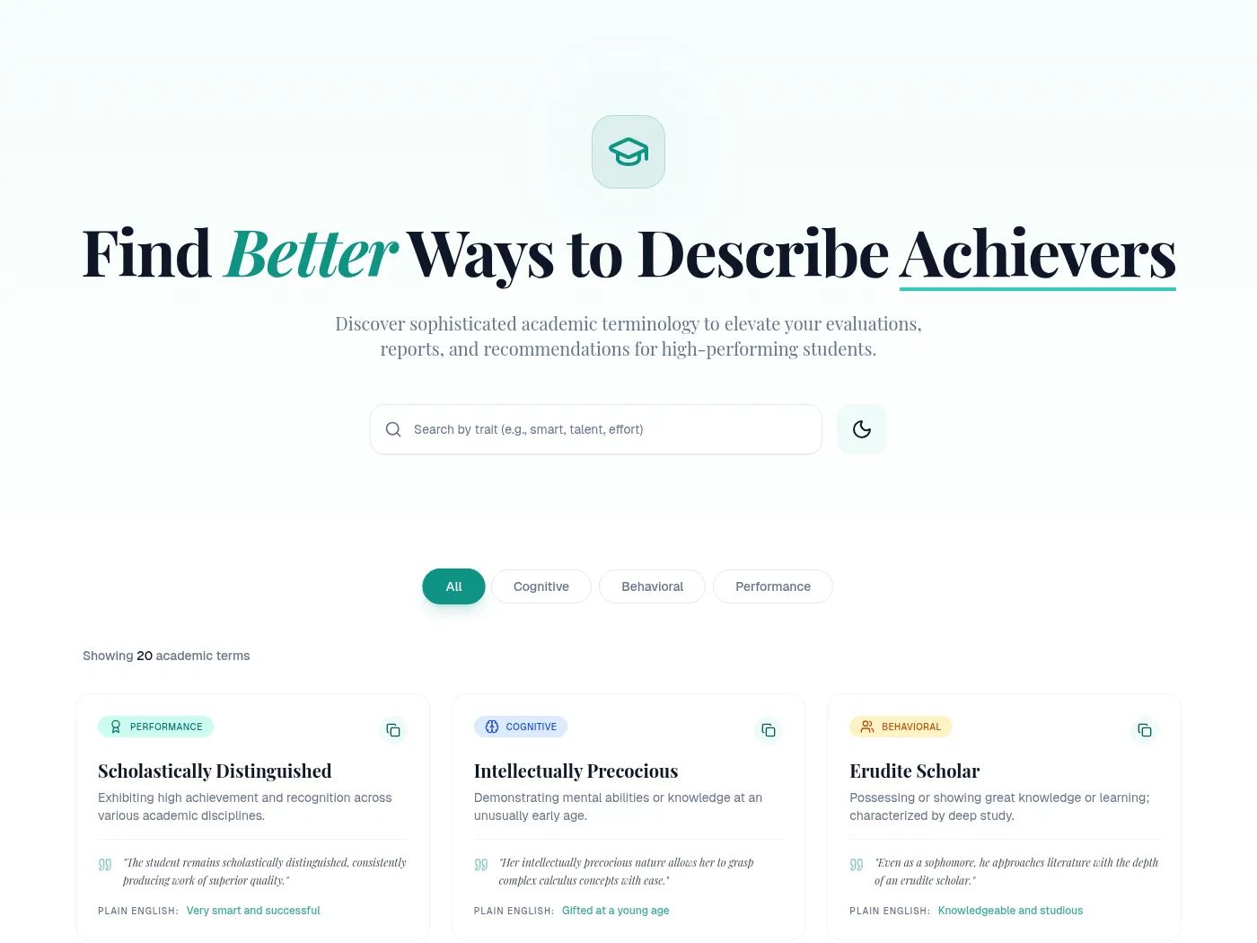 Academic Achiever Finder