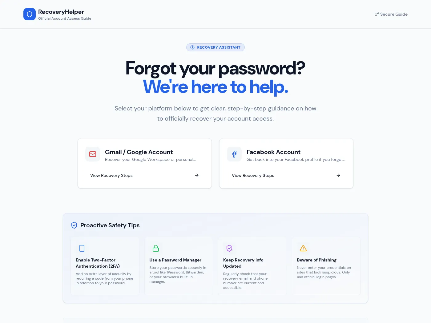 Password Recovery Helper