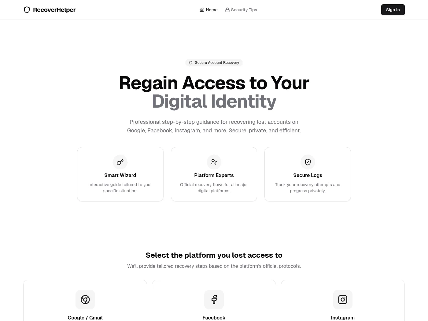 Account Recovery Helper