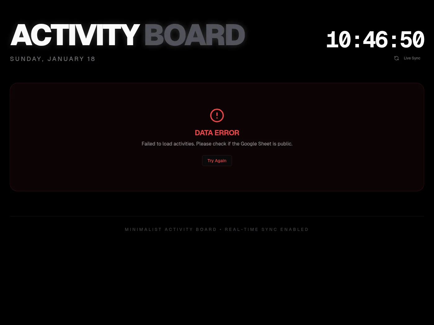 Activity Board Minimalist