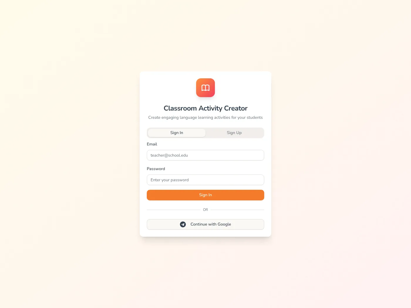 Classroom Activity Creator