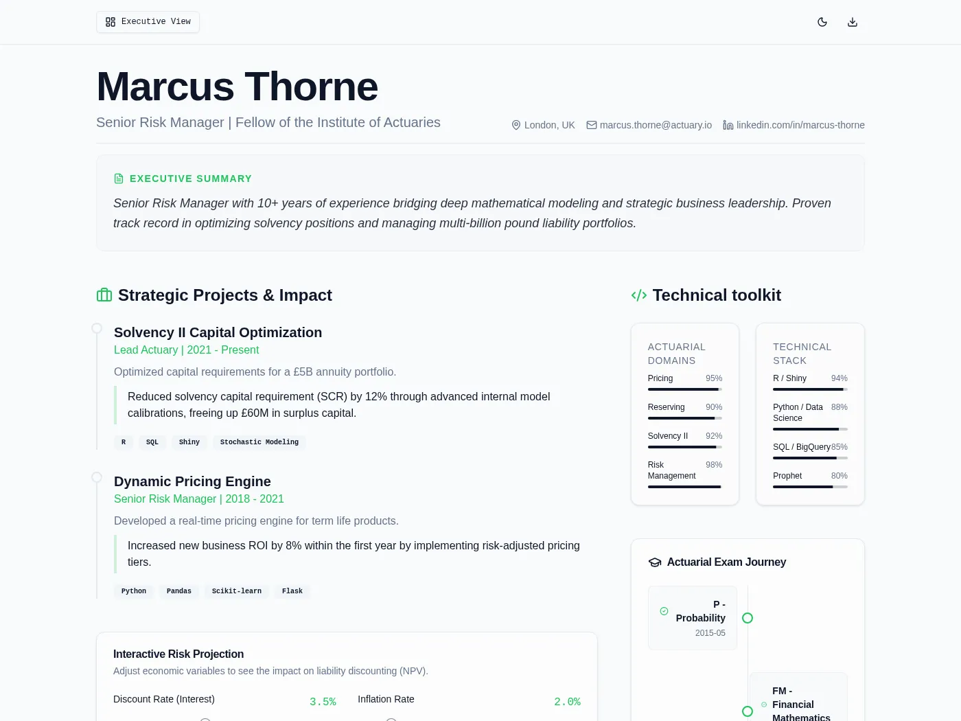Actuary Interactive CV