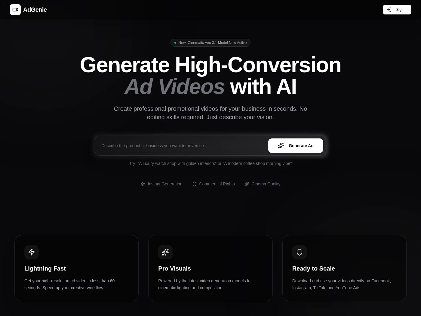 Ad Video Landing