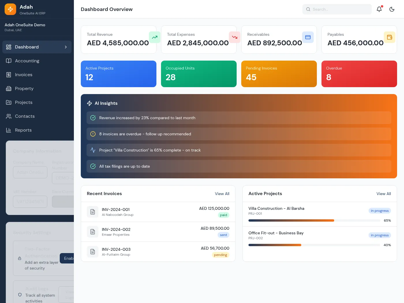 Adah OneSuite AI ERP
