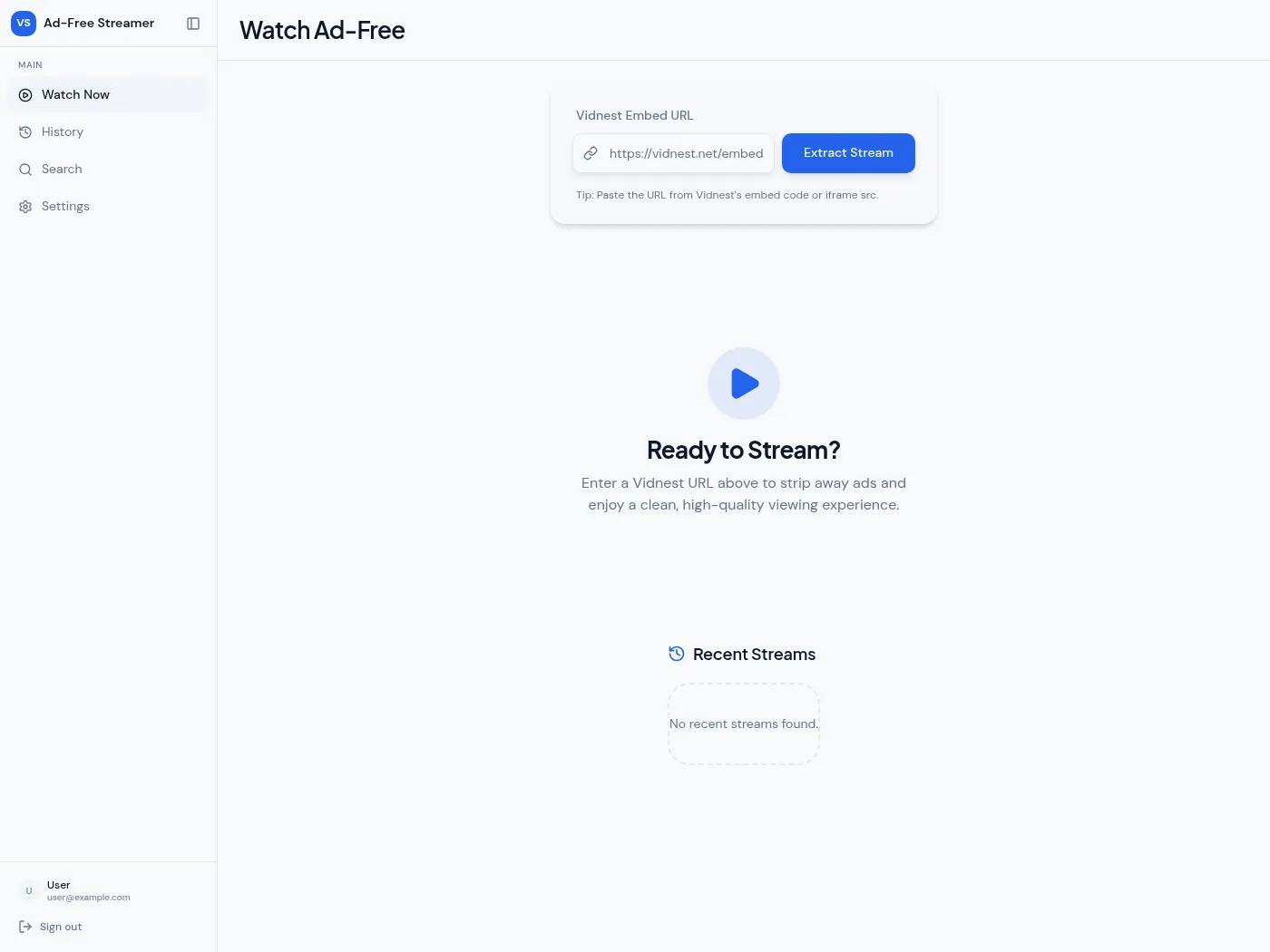 Ad-Free Video Streamer