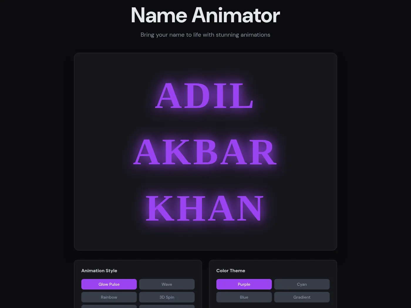 Adil Name Animator