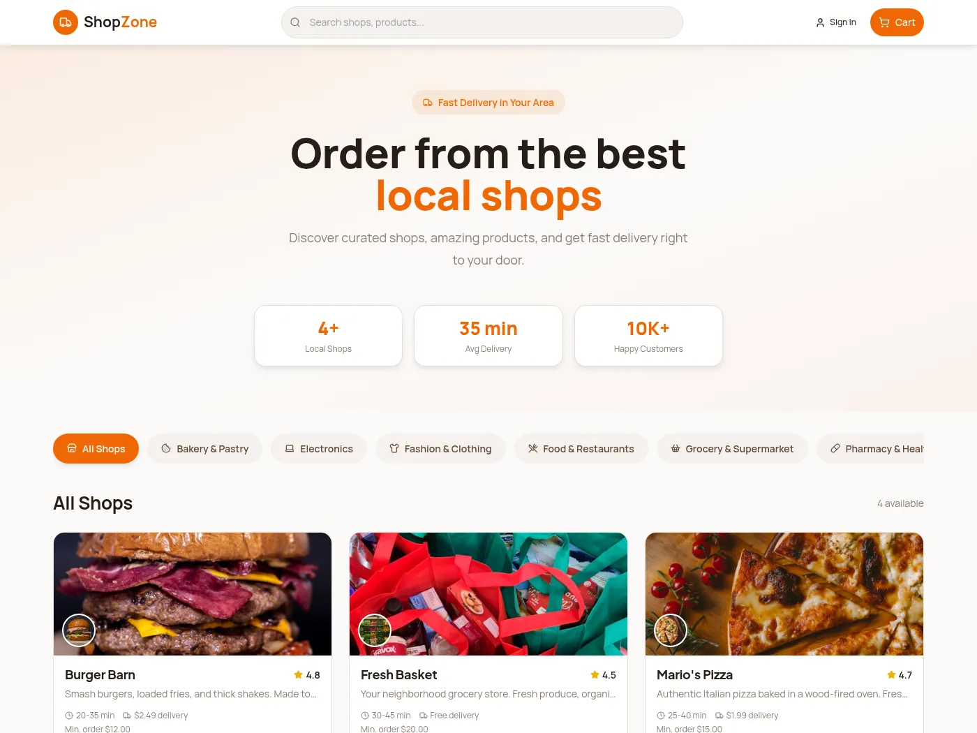 Admin-Managed MultiVendor Shop