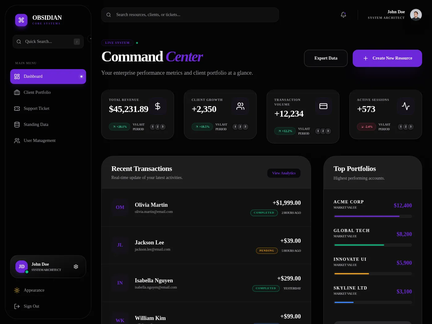 Modern Admin Sidebar
