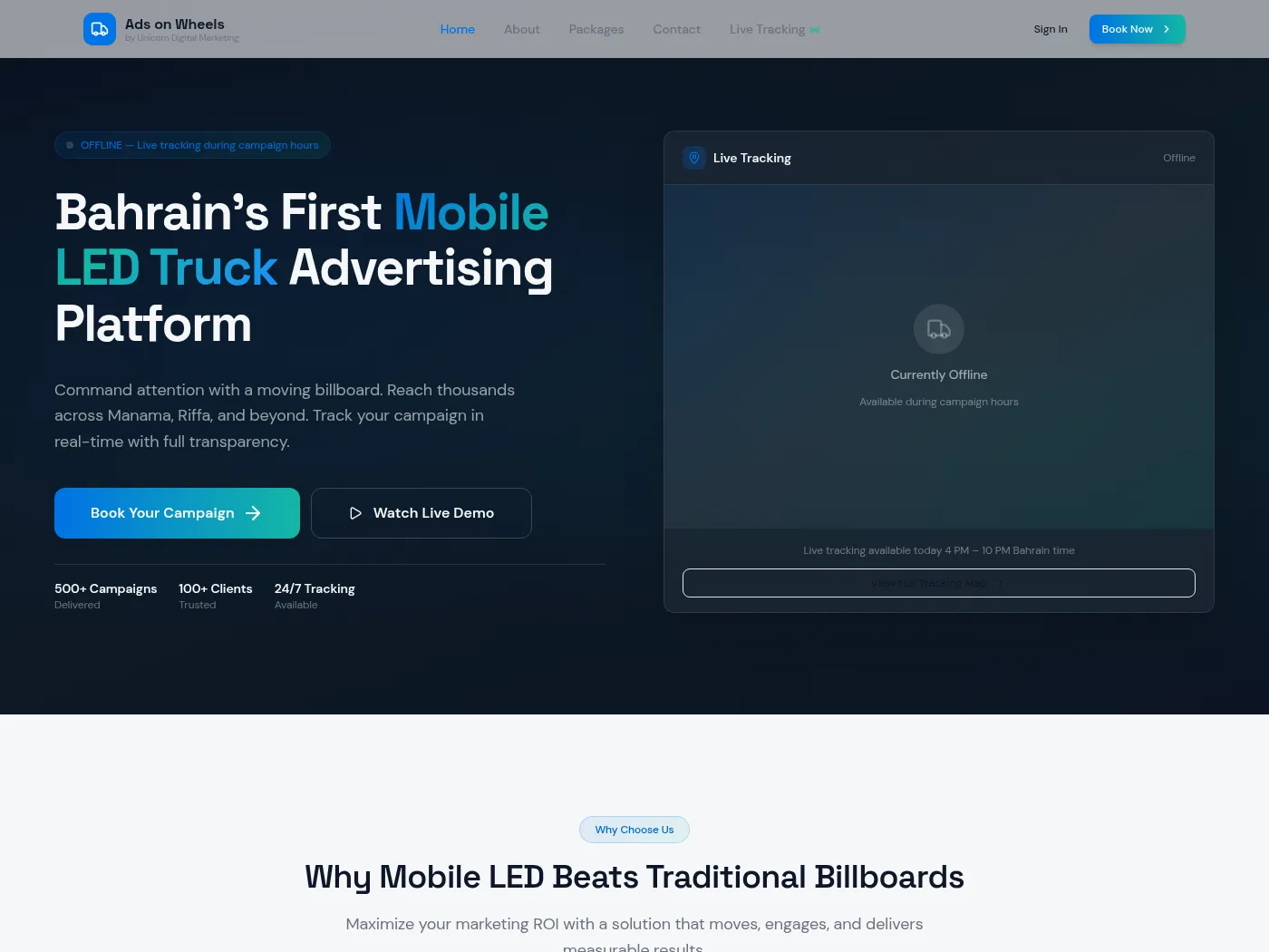 Ads on Wheels – LED Truck Advertising Booking & Live Tracking Platform