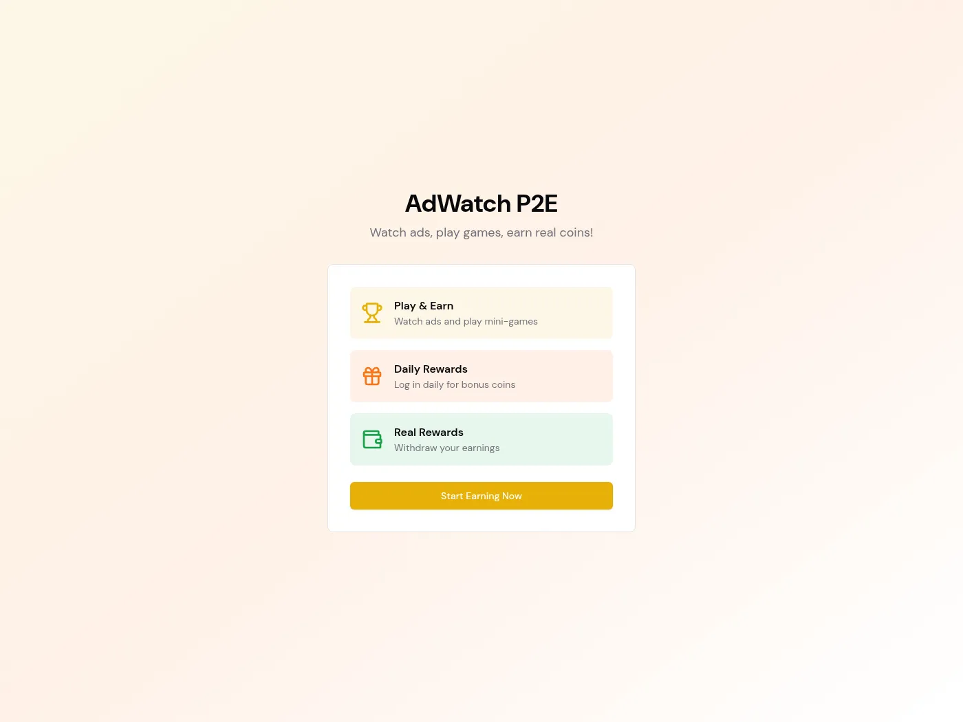 AdWatch Play2Earn Game