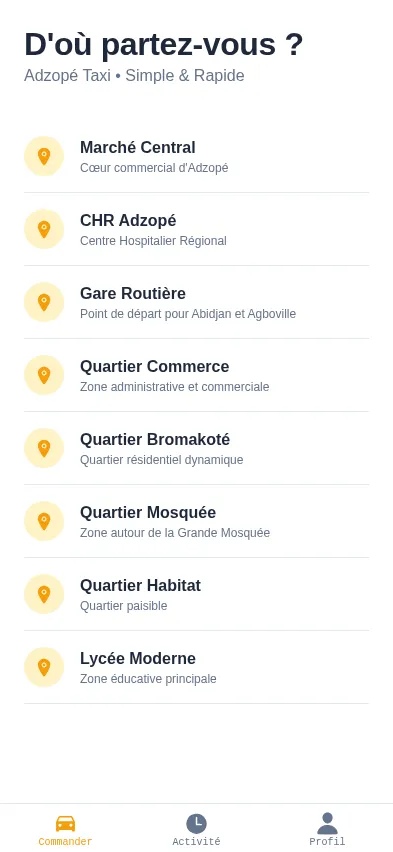 Adzopé Taxi App