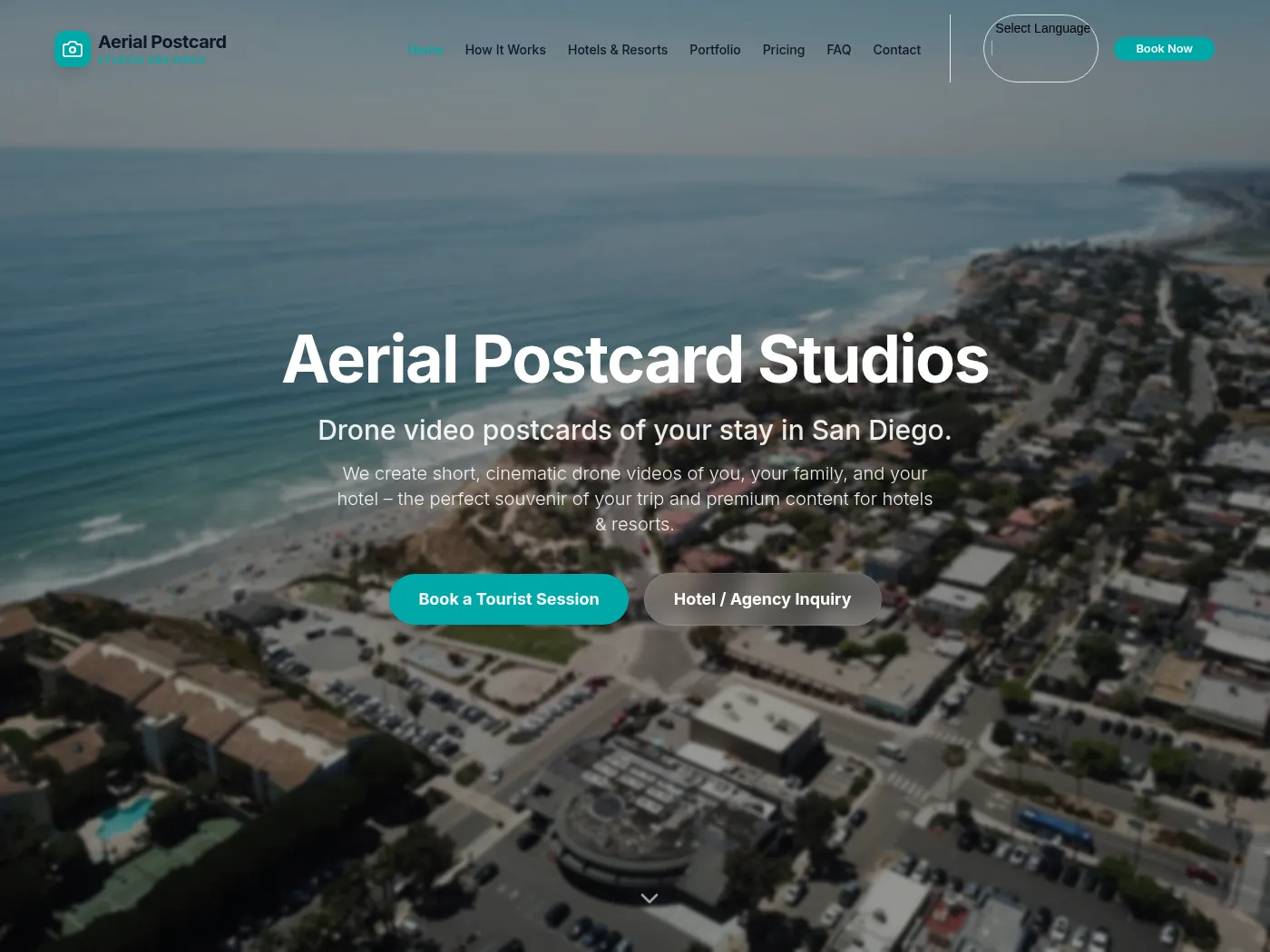 Aerial Postcard Studios Website