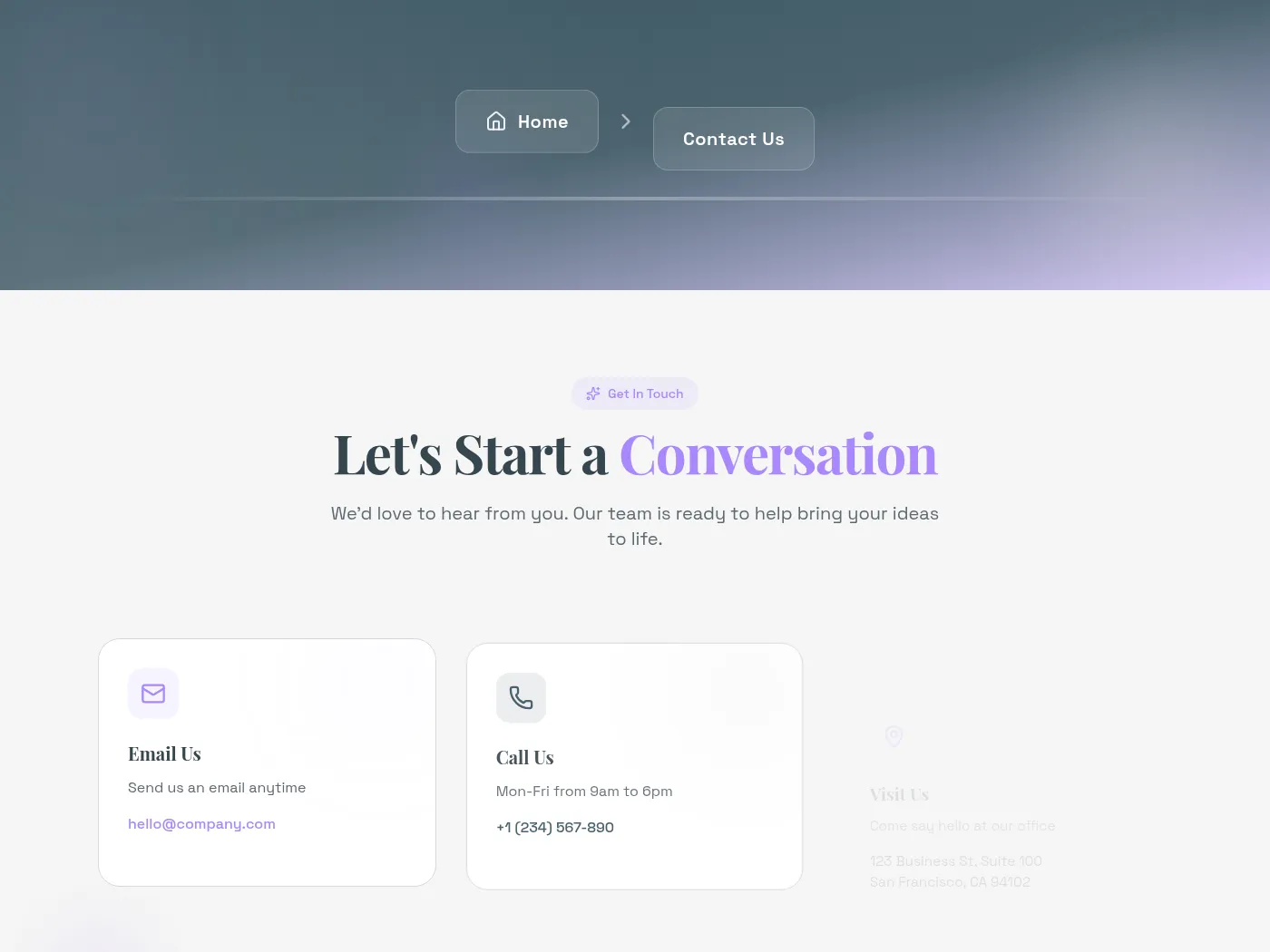 Aesthetic Contact Page