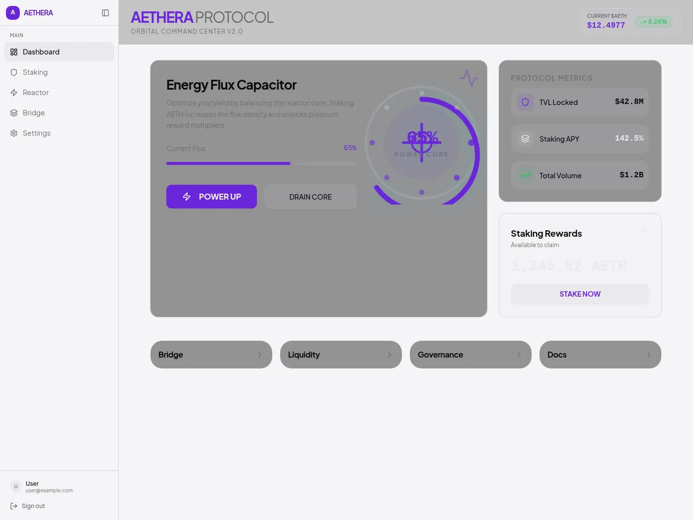 Aethera DeFi Dashboard