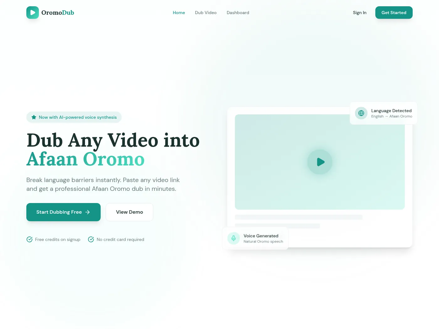 OromoDub SaaS Platform