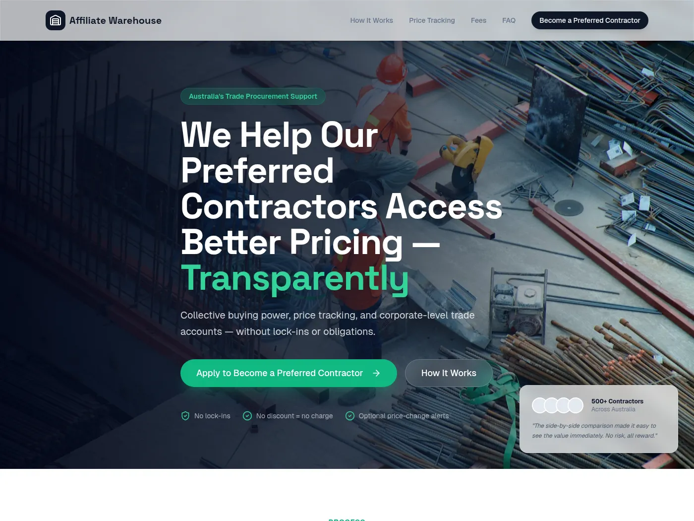 Affiliate Warehouse Landing