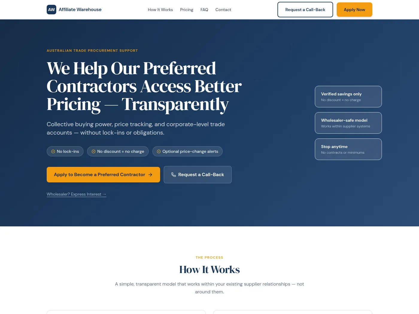 Affiliate Warehouse Landing