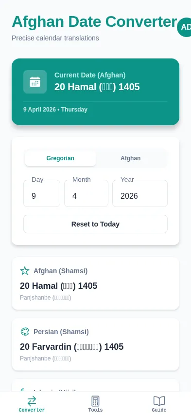 Afghan Date Converter