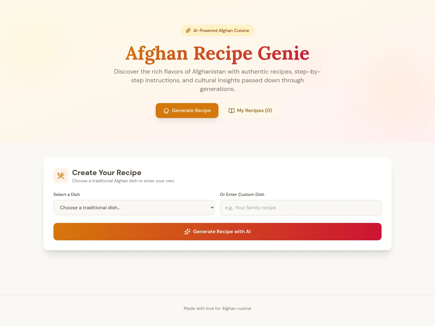 Afghan Recipe Genie