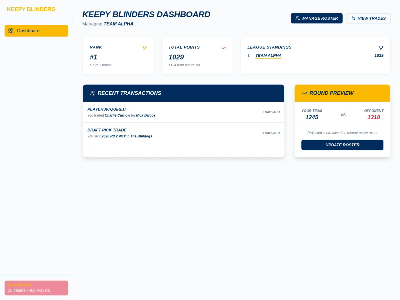 AFL Fantasy League Hub