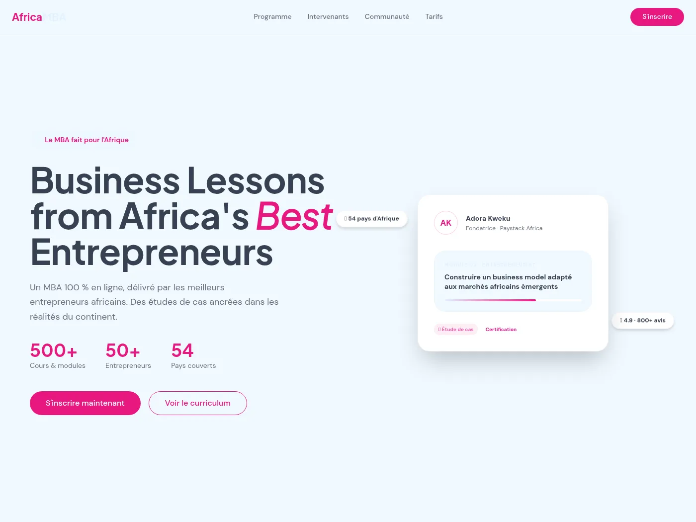 AfricaMBA Online Platform