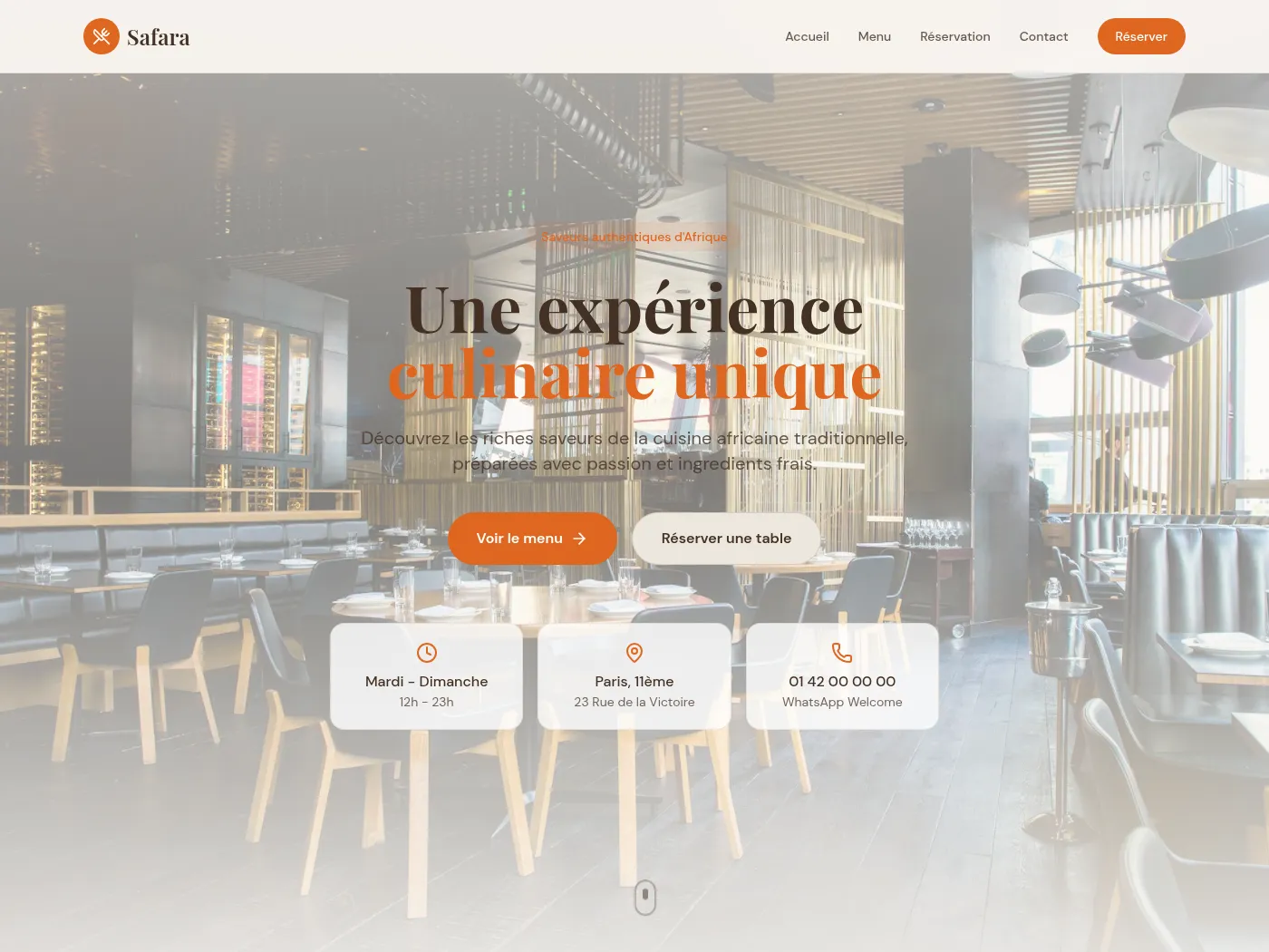African Menu Restaurant Site