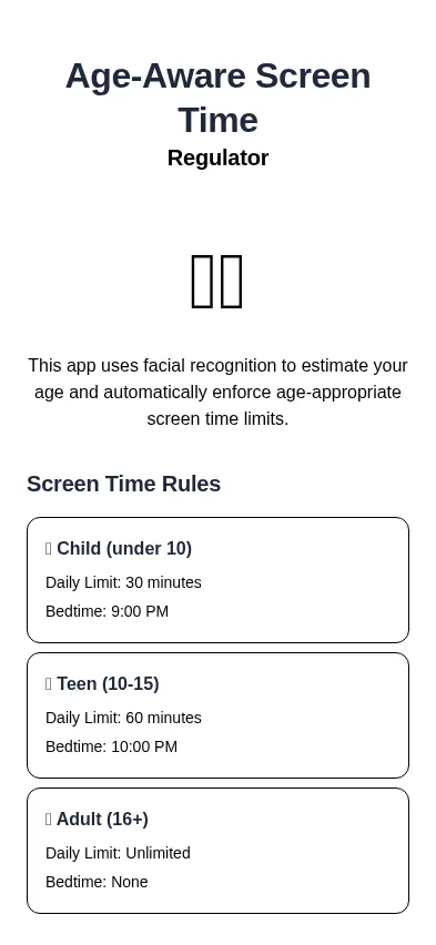Age-Aware Screen Time App