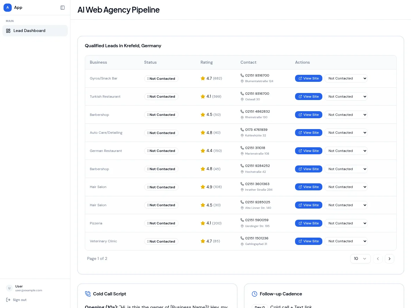 Auto Web Agency Pipeline