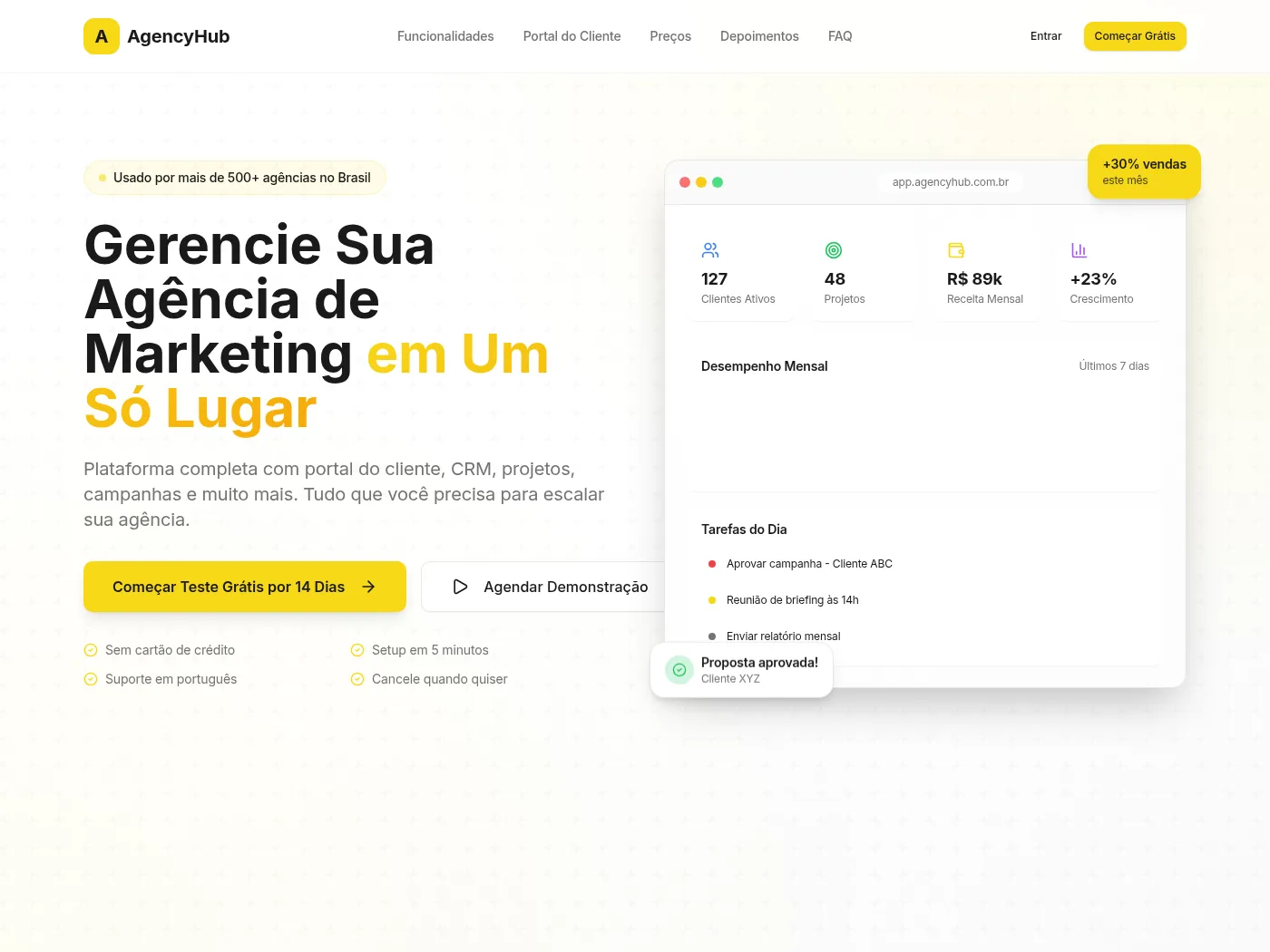 AgencyHub Landing Page