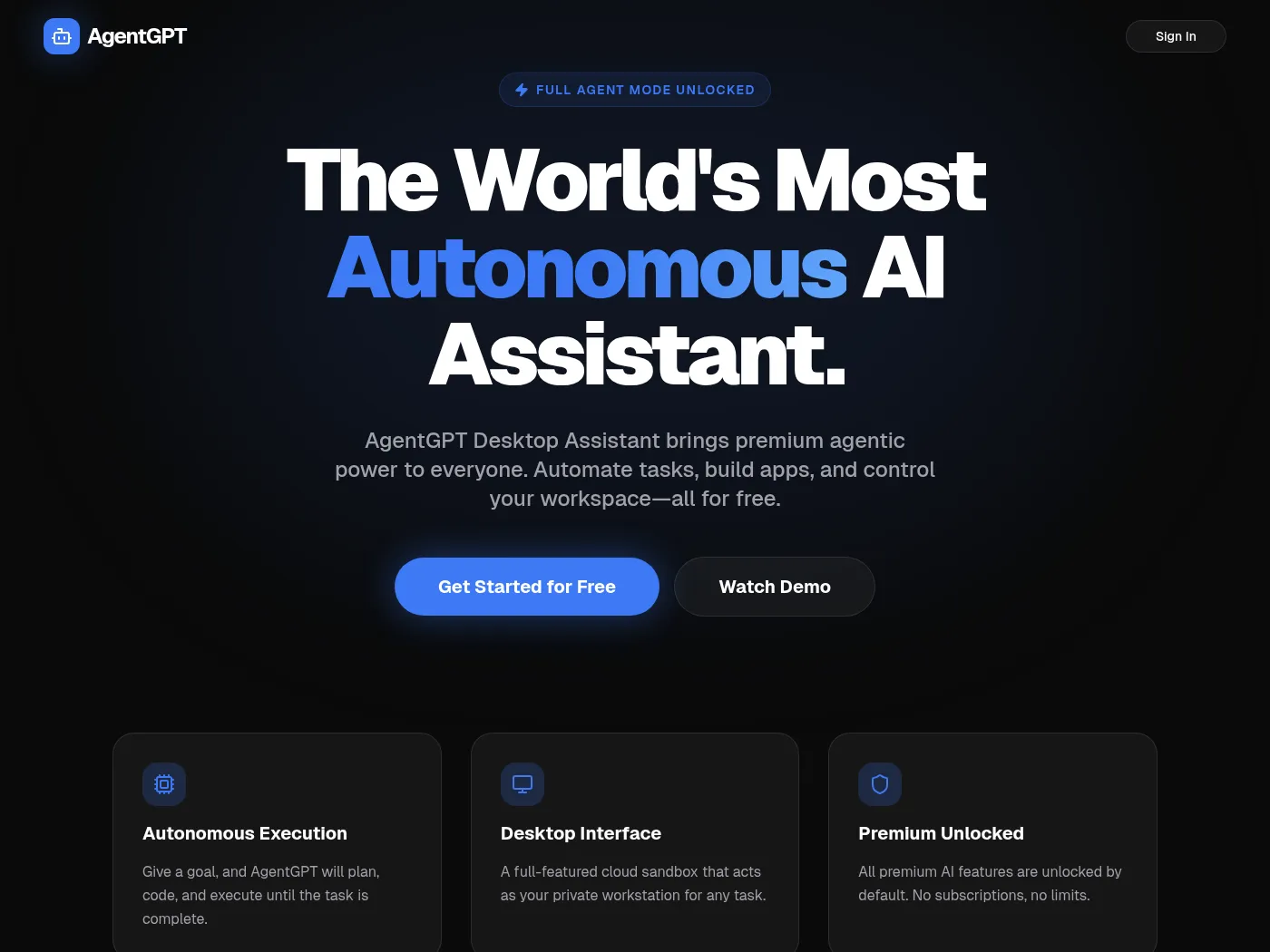 AgentGPT Desktop Assistant