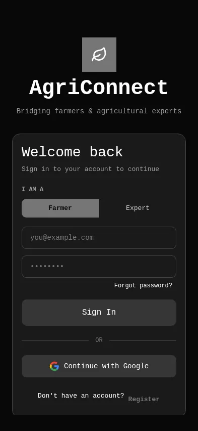 AgriConnect Login Portal