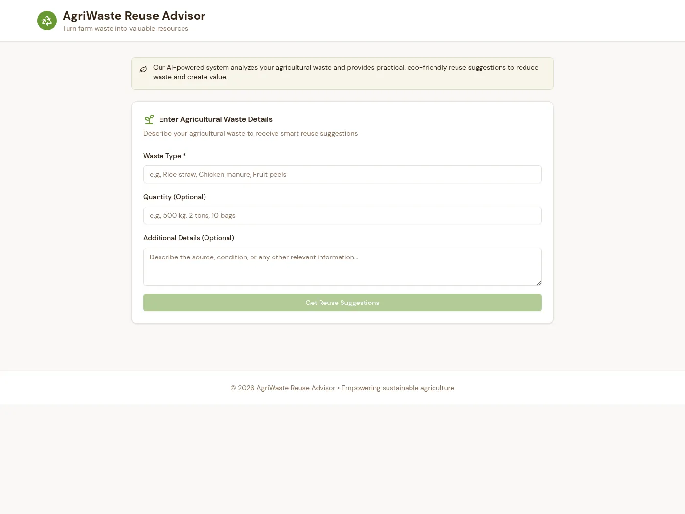 AgriWaste Reuse Advisor