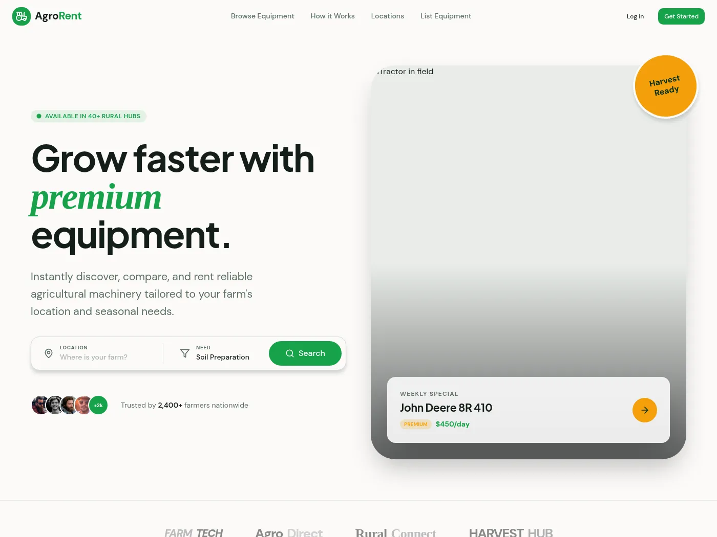 AgroRent Landing Page