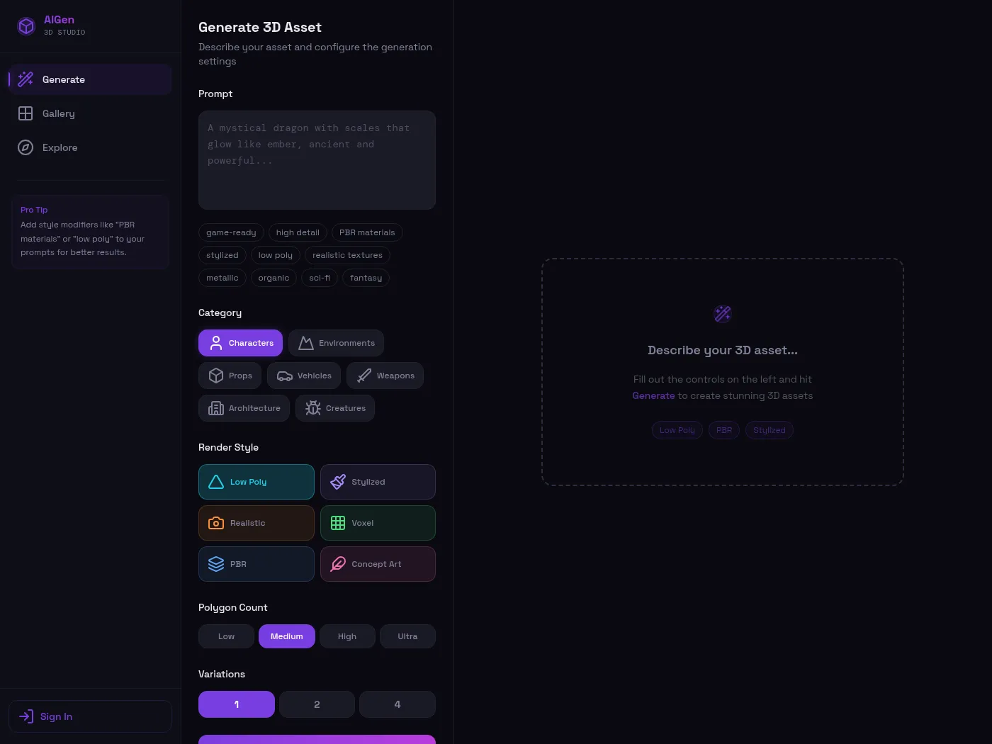 AIGen 3D Asset Studio