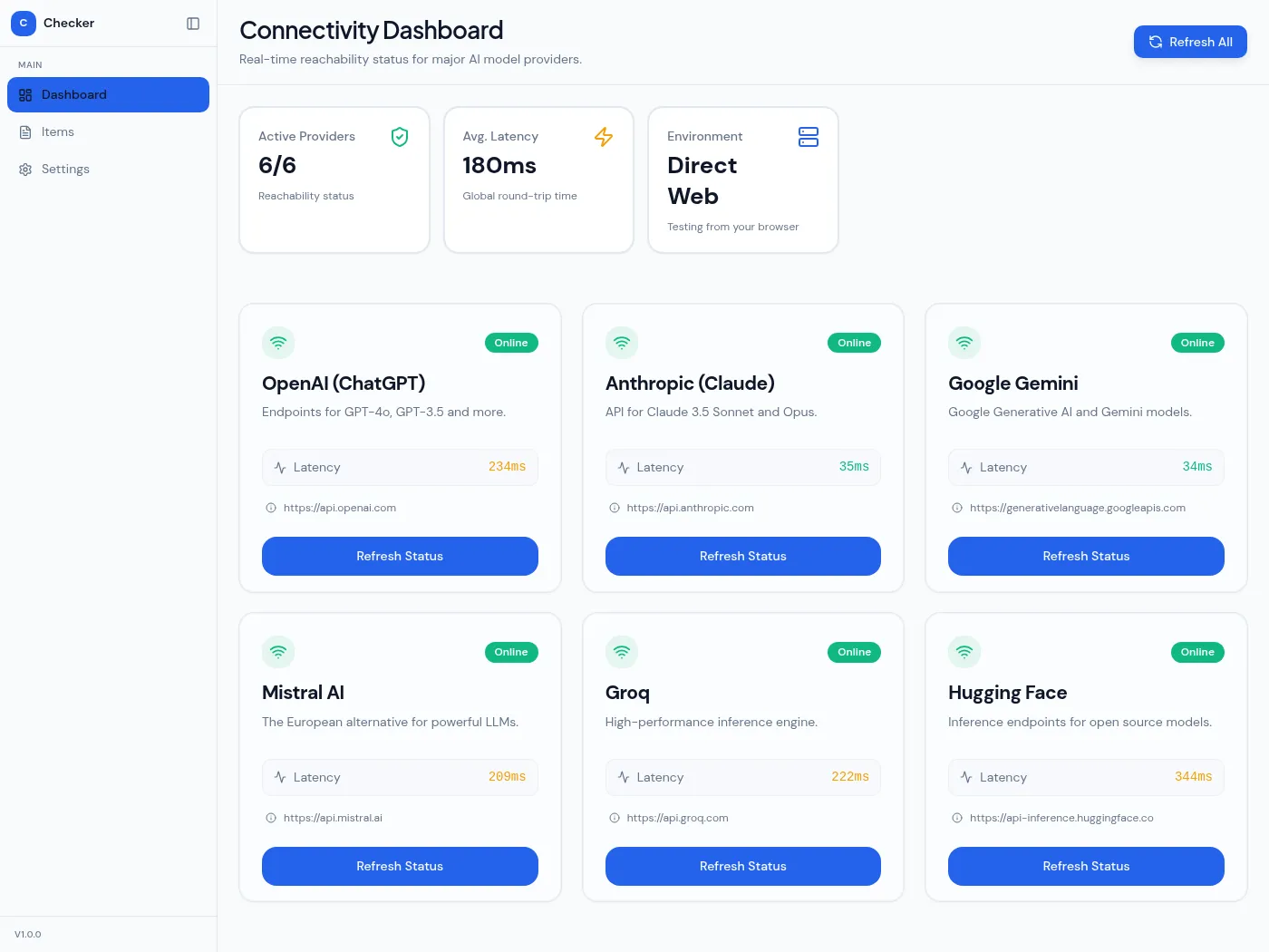 AI API Connection Checker