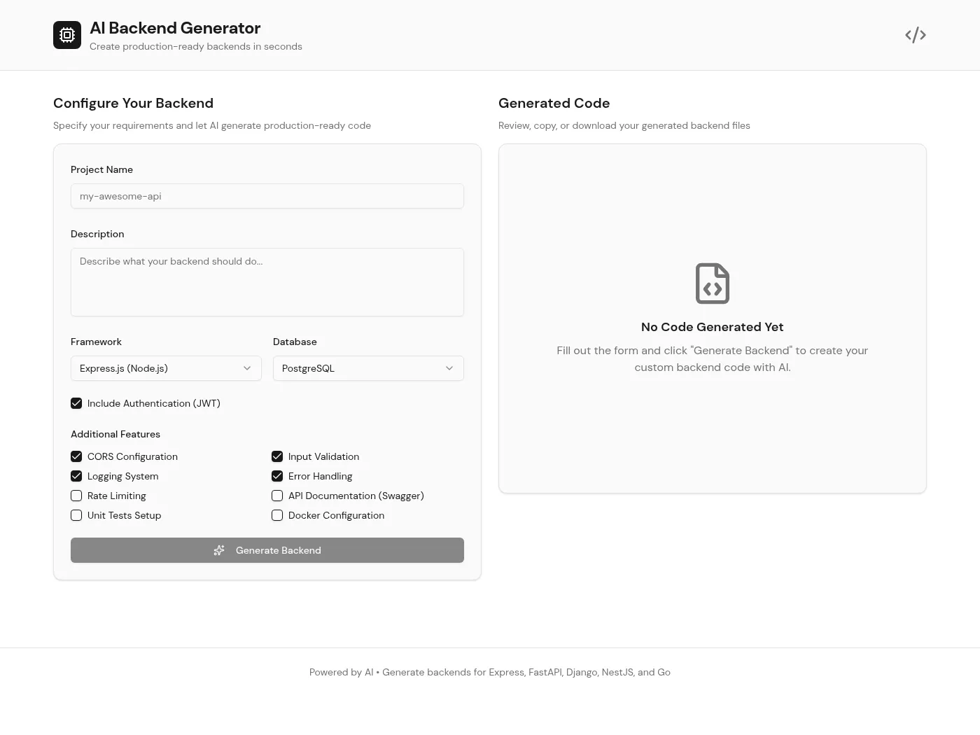 AI Backend Generator
