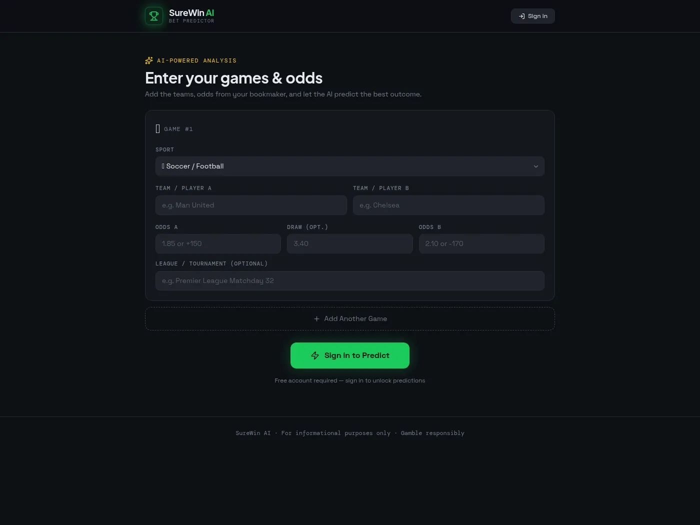 SureWin AI Predictor
